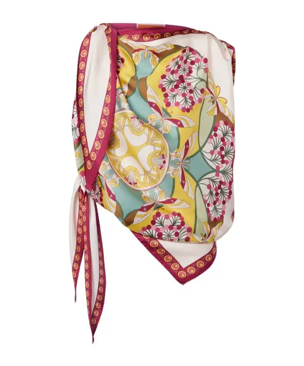 La DoubleJ Florette Placée Asymmetric Silk Twill Top - Multicolor