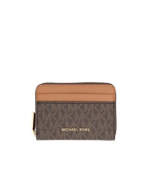 Michael Kors Jet Set Small Signature Logo Zip-around Card Case - Brown