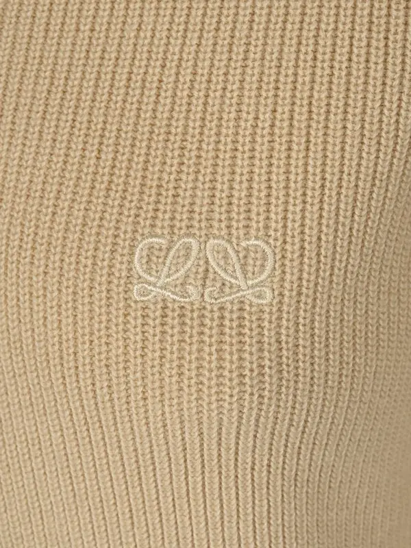 Loewe Long-sleeved V-neck Sweater - Beige/white