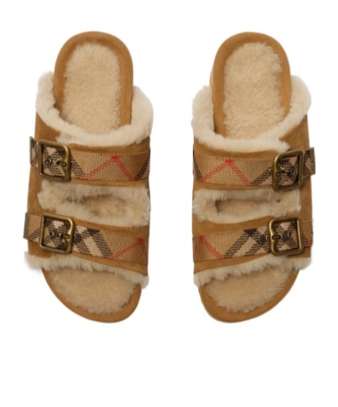 Burberry Check Shearling Urchin Sandals