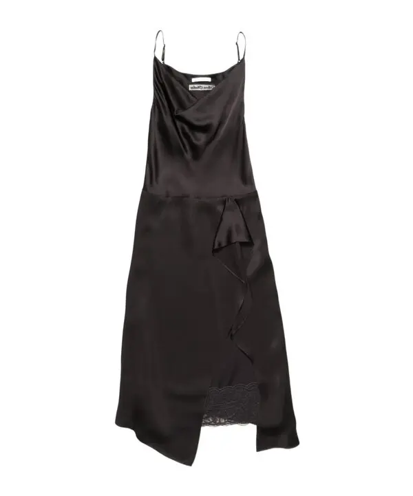 Acne Studios Draped Lace-trim Midi Dress - Dark Brown