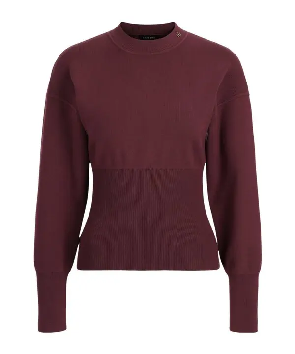 ANINE BING Panelled Mock-neck Sweater - Fig Color