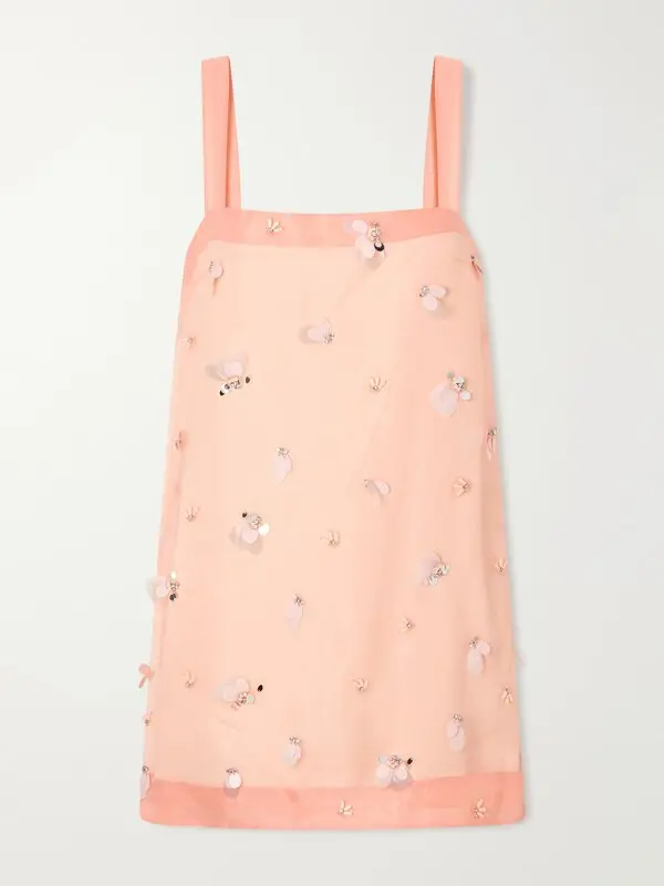 Simkhai Sumi Embellished Organza Mini Dress - Pink