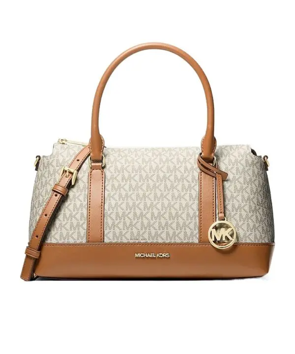 Michael Kors Andie Medium Signature Logo Satchel Bag - Vanillaacrn