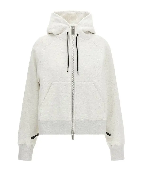 Sacai Cotton Jersey Zip-up Hoodie With Drawstring Hem - White