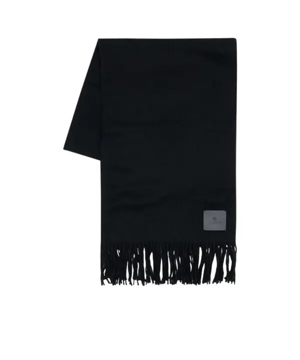 ANINE BING Augustina Fringed Wool Scarf - Black