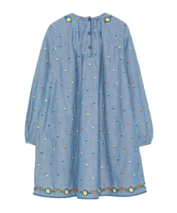 Stella McCartney Embroidered Long Sleeve Denim Dress
