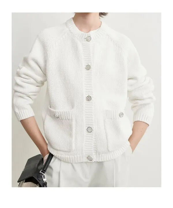 TOTEME Hammered Button Cotton Cardigan