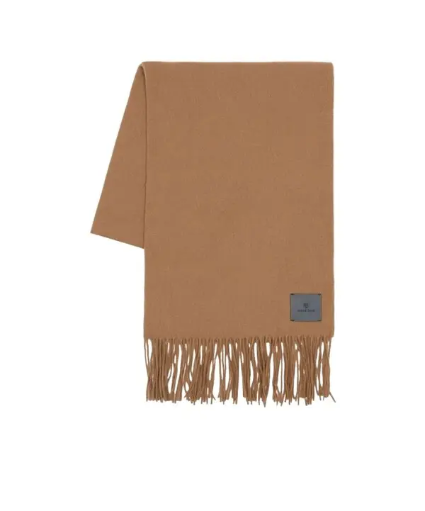 ANINE BING Augustina Fringed Wool Scarf - Brown