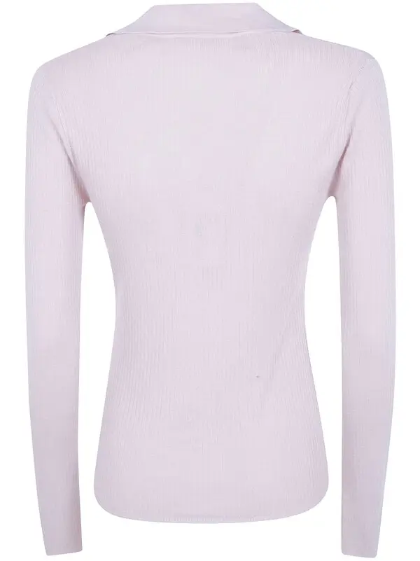Max Mara Gergo Ribbed Polo Knit Top - Purple