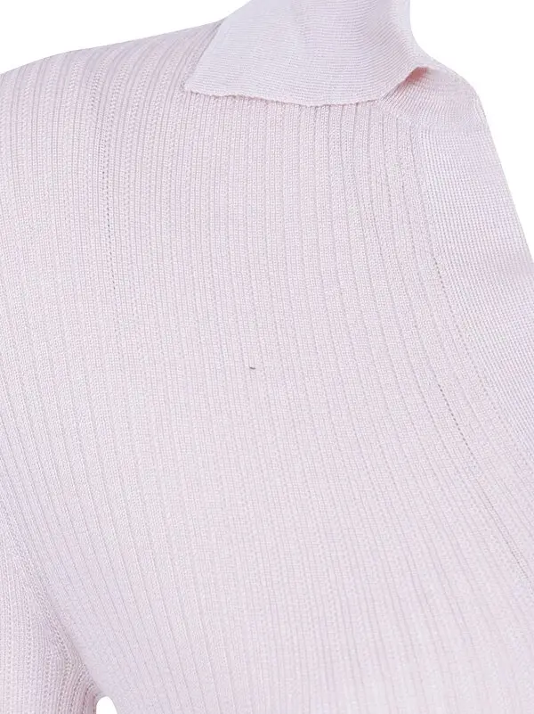 Max Mara Gergo Ribbed Polo Knit Top - Purple