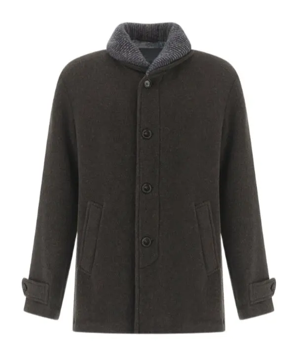 Paul & Shark Lined Wool Car Coat - Dark Brown