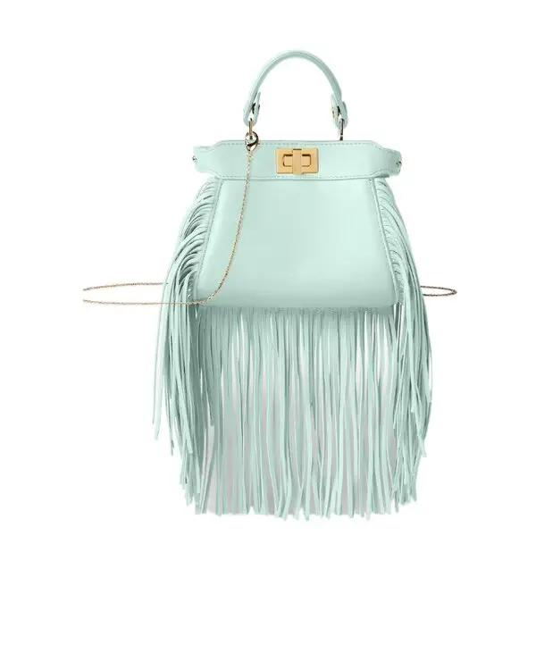 Fendi Nano Peekaboo Fringed Mini Bag - Green