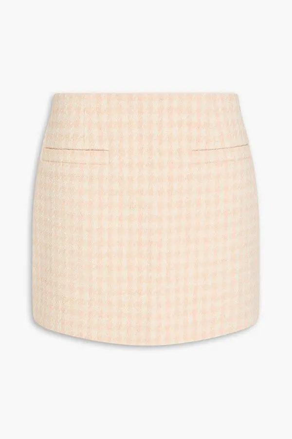 ANINE BING Vanessa Houndstooth Bouclétweed Mini Skirt - Blush