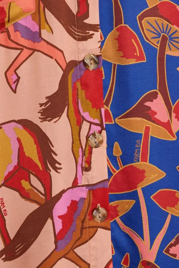 Farm Rio Printed Crepe De Chine Shirt