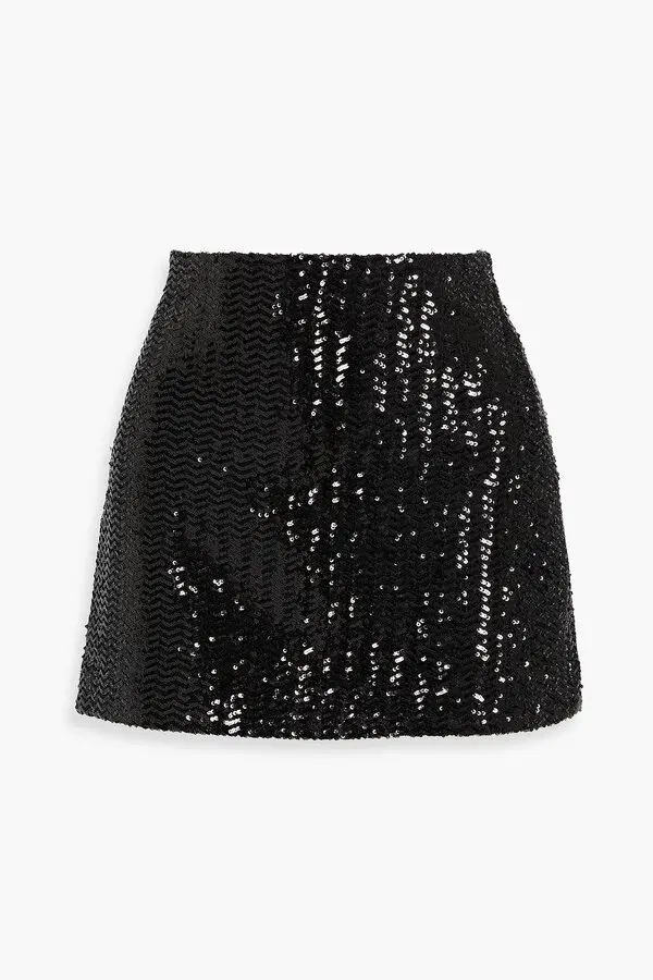 ANINE BING Tierra Sequined Tulle Mini Skirt - Black