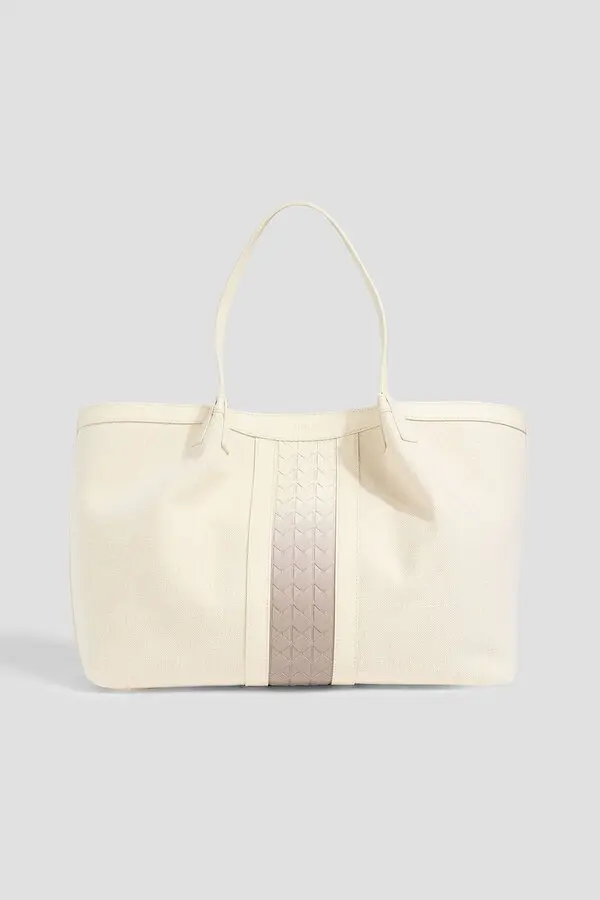 SERAPIAN Secret Leathertrimmed Canvas Tote - Ecru