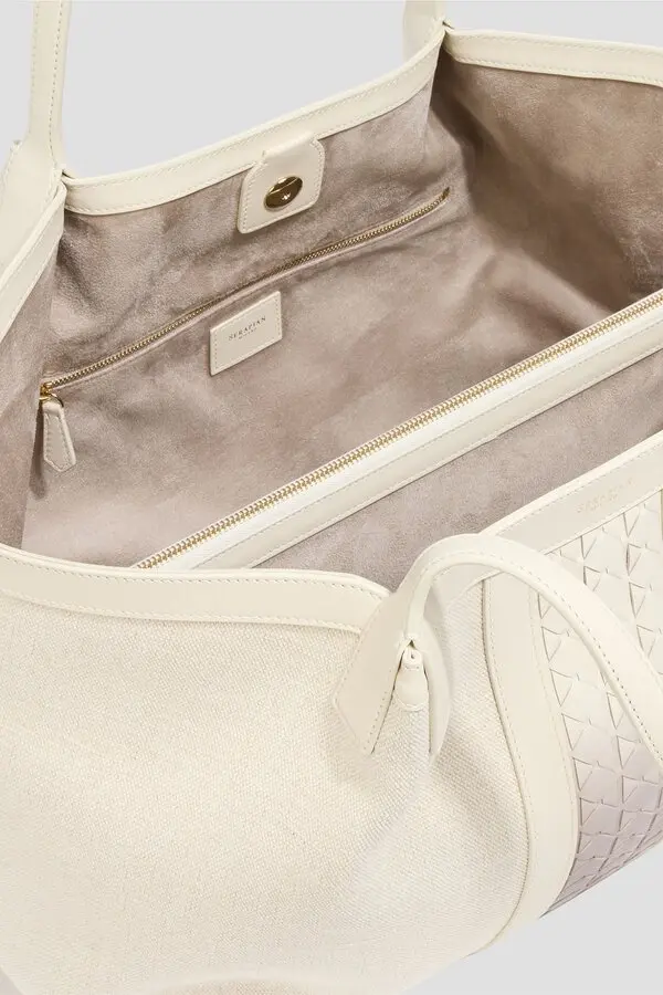 SERAPIAN Canvas Tote With Leather Trim