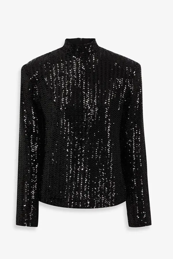 ANINE BING Josephine Sequined Tulle Top