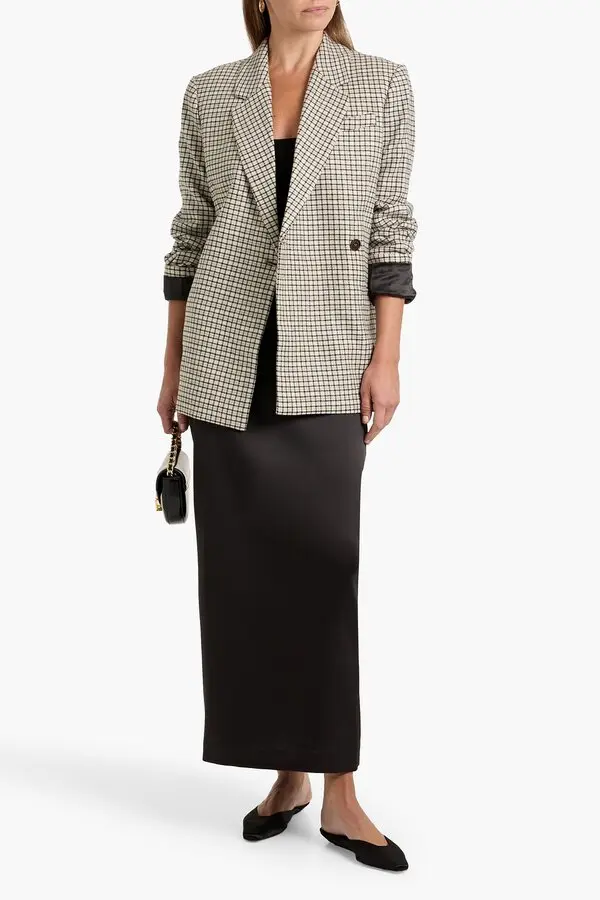 ANINE BING Kaia Doublebreasted Checked Woolblend Tweed Blazer