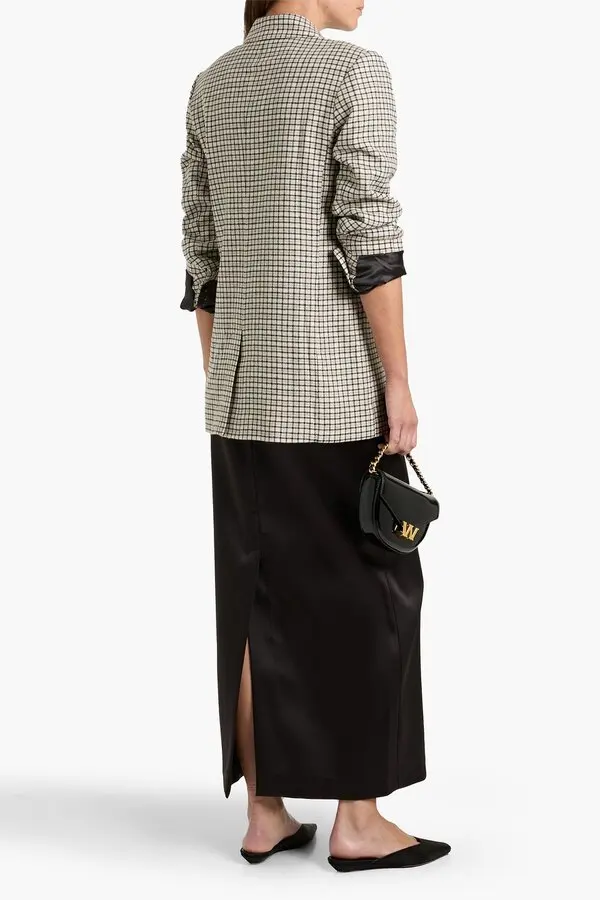 ANINE BING Kaia Doublebreasted Checked Woolblend Tweed Blazer