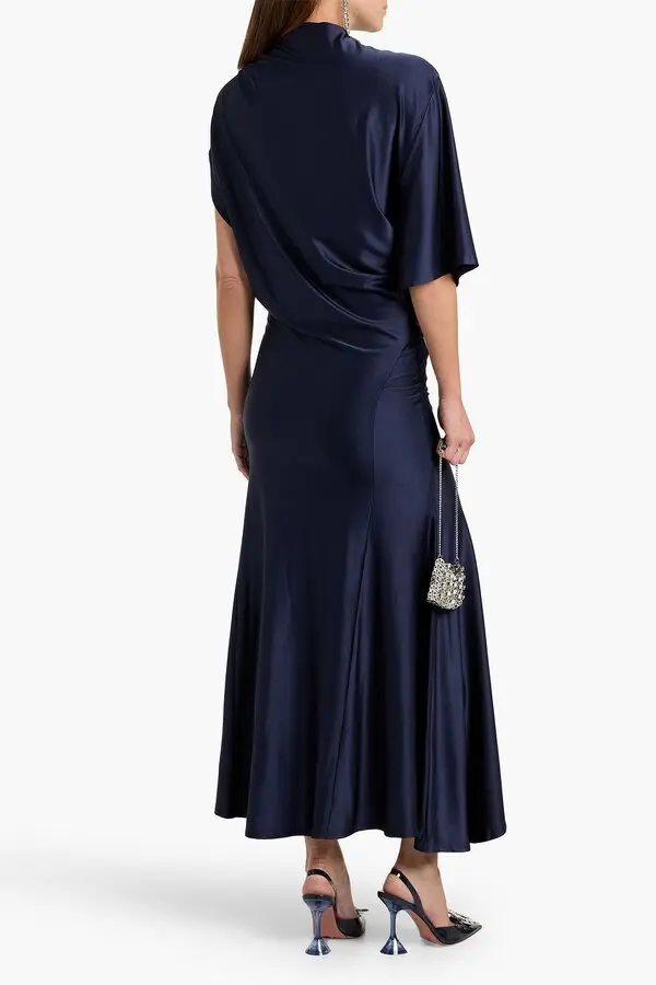 Rabanne Asymmetric Embellished Satin-jersey Maxi Dress
