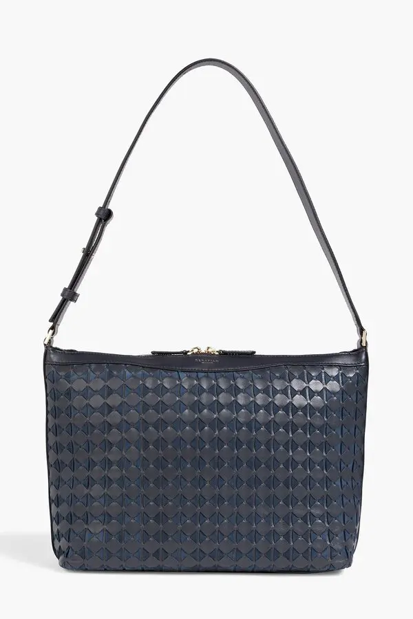 SERAPIAN Ani Woven Leather And Suede Shoulder Bag