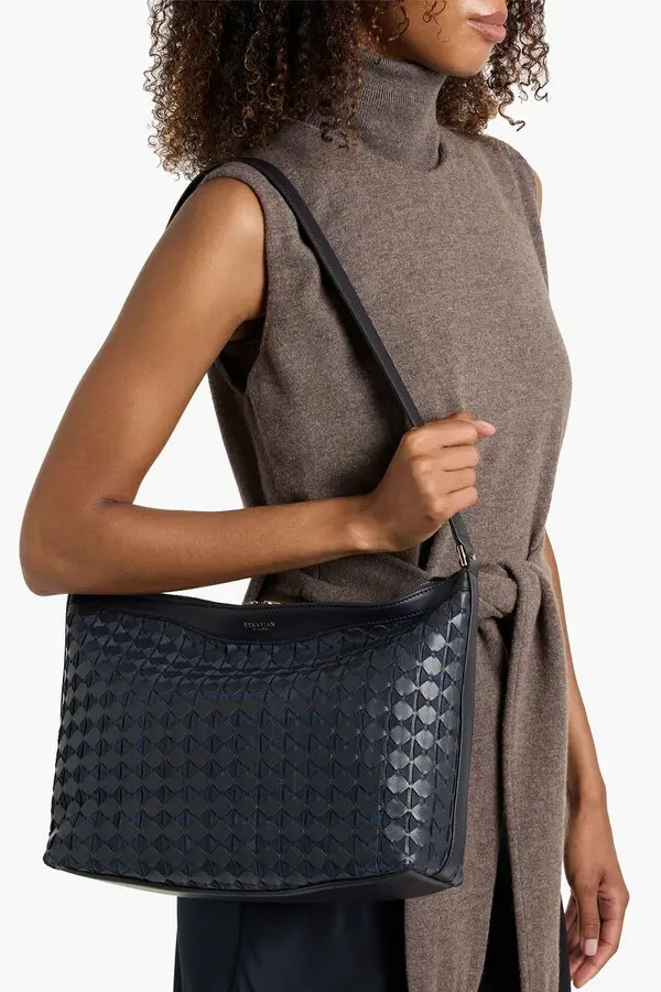 SERAPIAN Ani Woven Leather And Suede Shoulder Bag