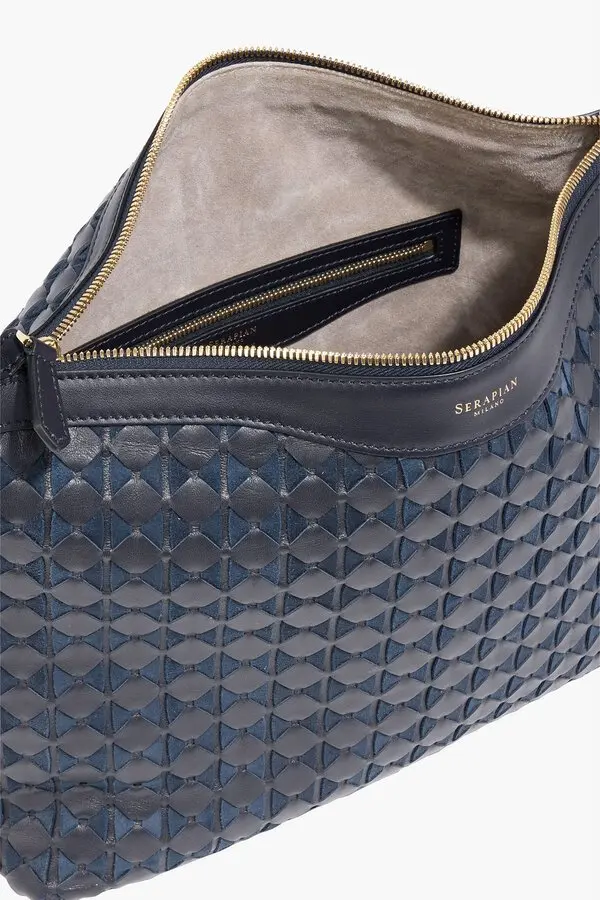SERAPIAN Ani Woven Leather And Suede Shoulder Bag