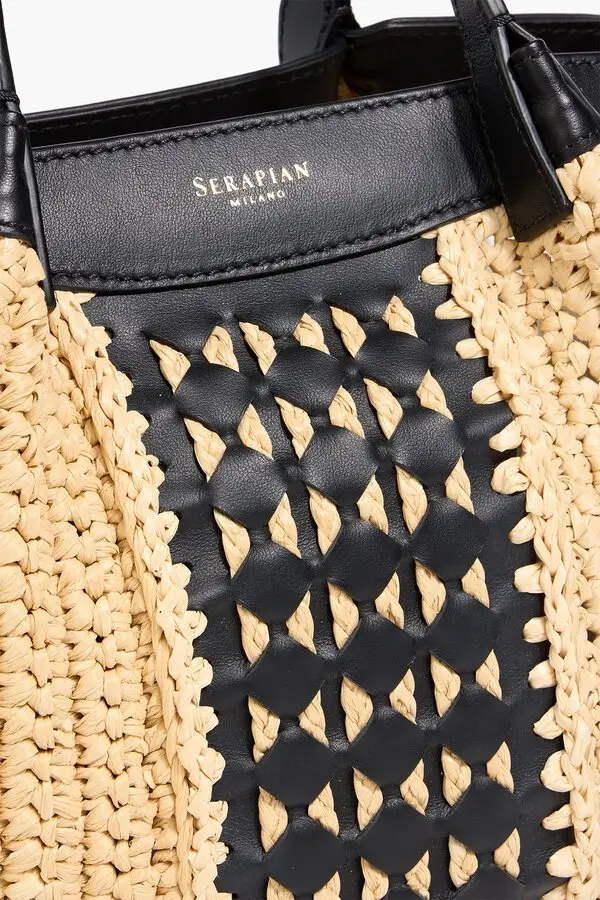 SERAPIAN Milano Secret Leathertrimmed Raffia Tote