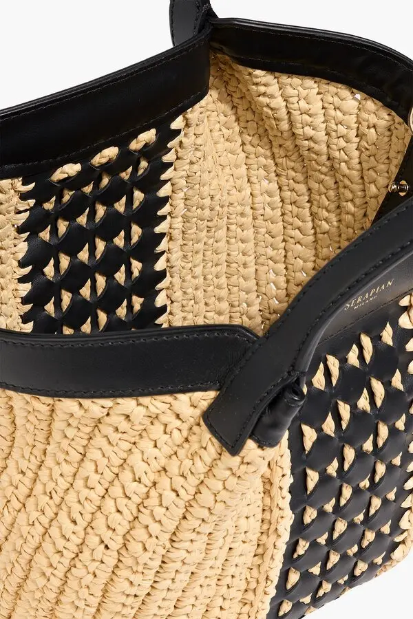 SERAPIAN Milano Secret Leathertrimmed Raffia Tote