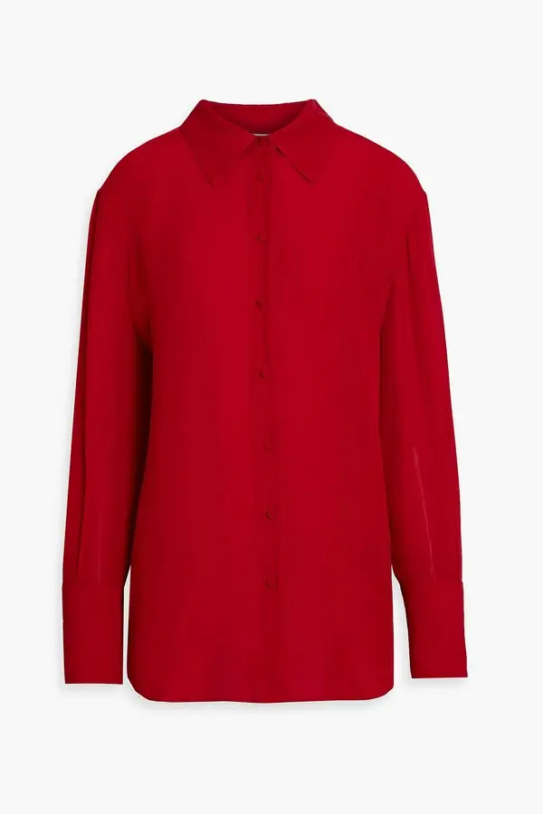 ANINE BING Bridget Silkblend Crepe De Chine Shirt - Red