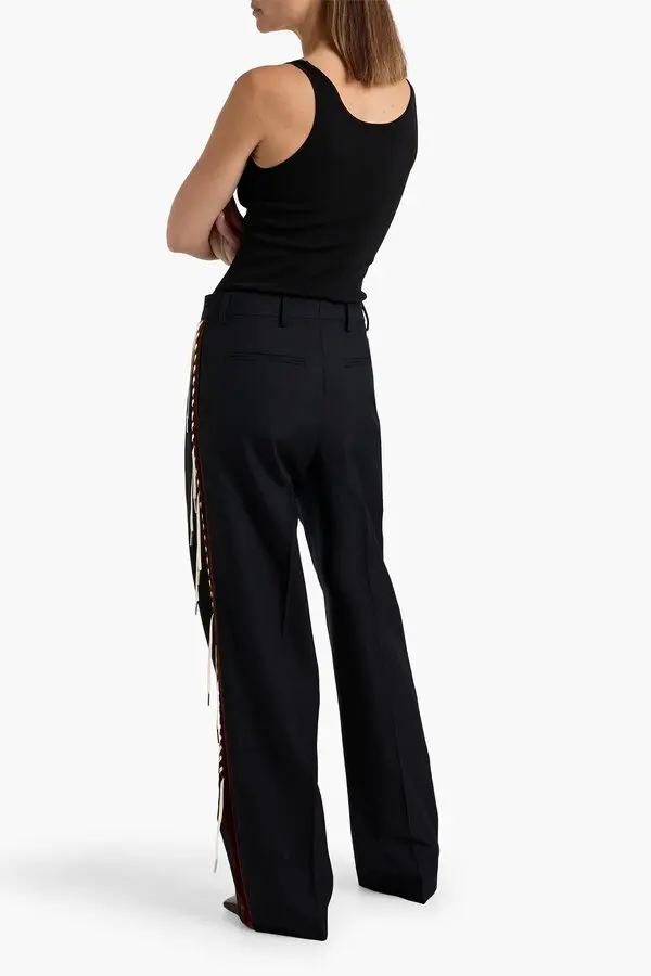 Dries Van Noten Fringed Wool Wideleg Pants