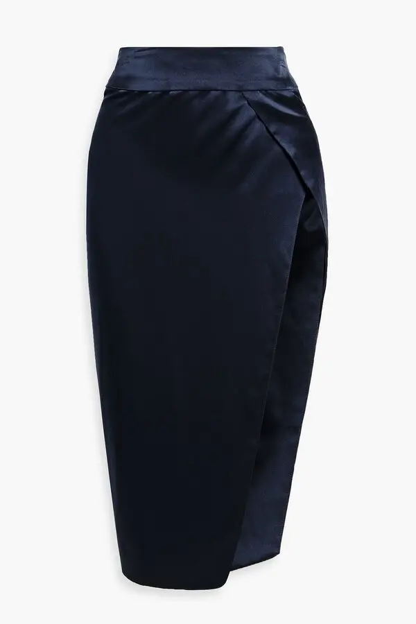 Michelle Mason Silk-satin Wrap Effect Midi Skirt