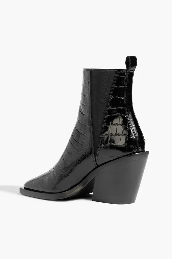 ANINE BING Bekah Croceffect Leather Ankle Boots