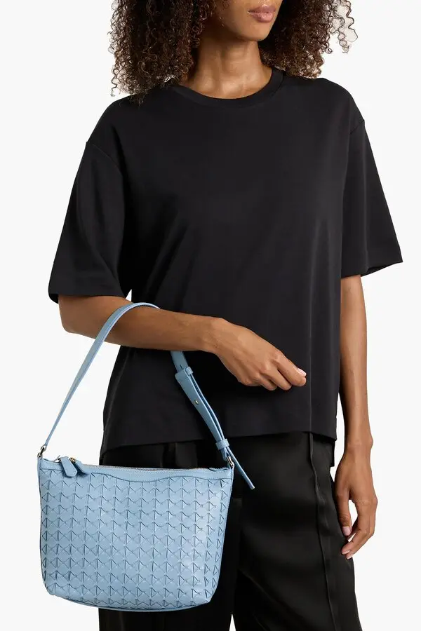 SERAPIAN Ani Mosaico Woven Leather Shoulder Bag - Light Blue