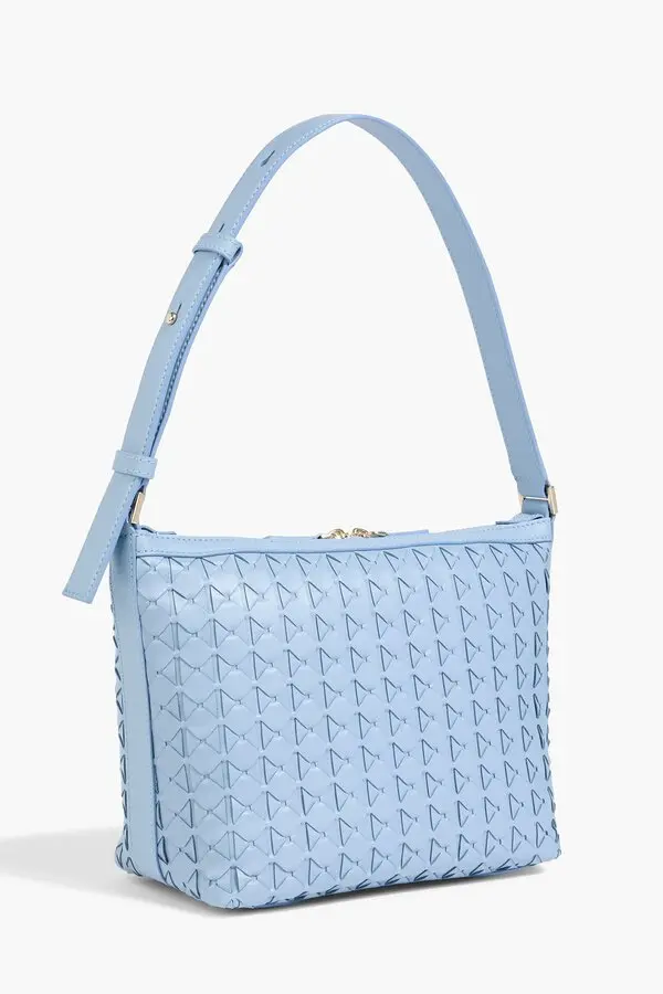 SERAPIAN Ani Mosaico Woven Leather Shoulder Bag - Light Blue