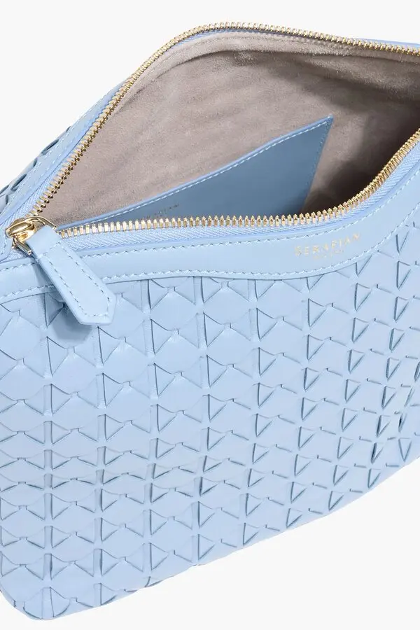 SERAPIAN Ani Mosaico Woven Leather Shoulder Bag - Light Blue