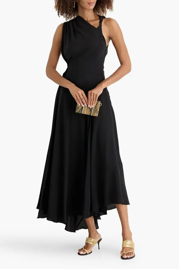 Victoria Beckham Draped Silk Midi Dress