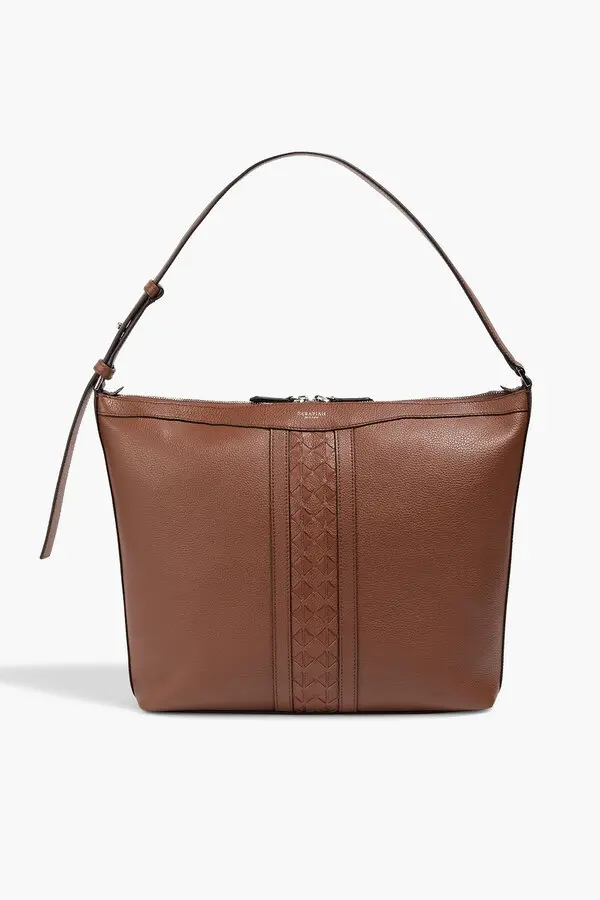 SERAPIAN Mosaico Pebbled Leather Shoulder Bag - Brown