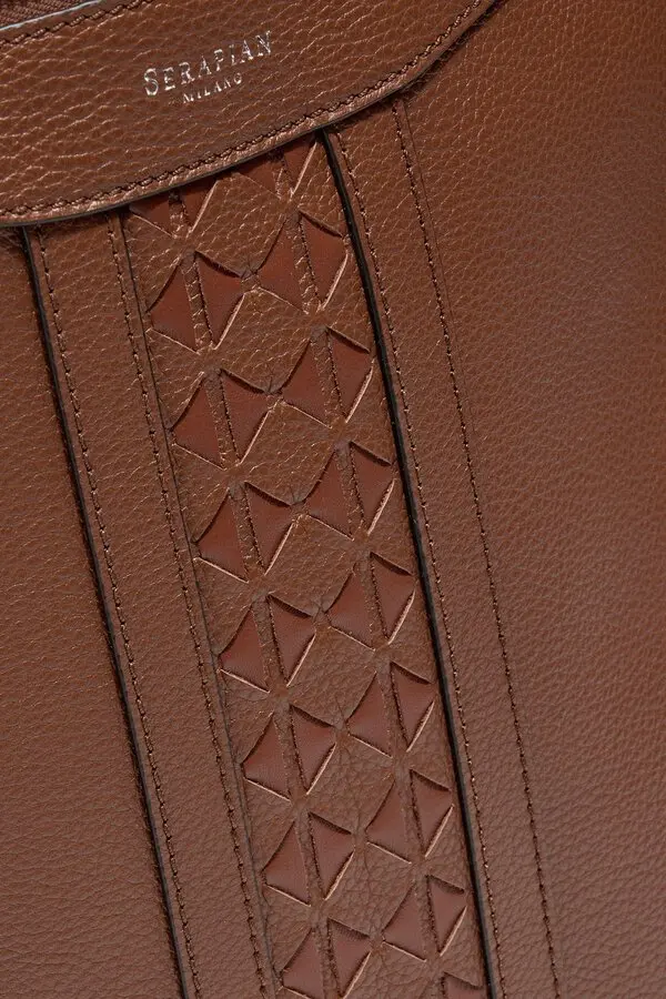 SERAPIAN Mosaico Pebbled Leather Shoulder Bag - Brown
