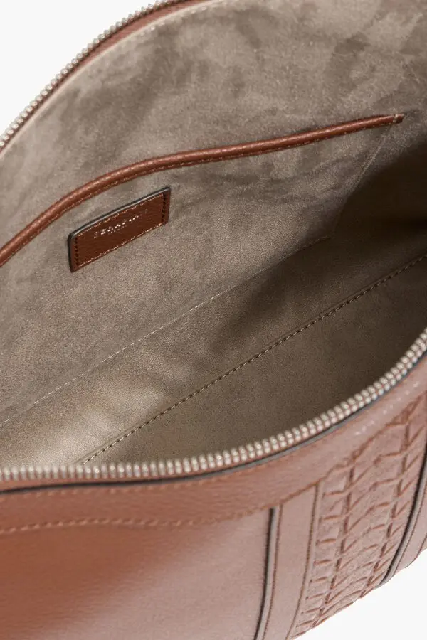 SERAPIAN Mosaico Pebbled Leather Shoulder Bag - Brown
