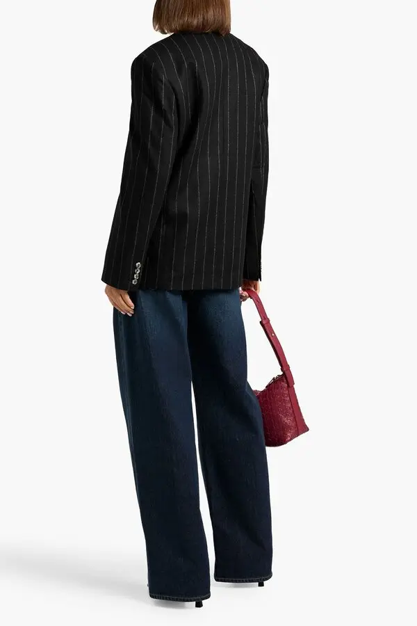 ANINE BING Maron Doublebreasted Pinstriped Woolblend Blazer