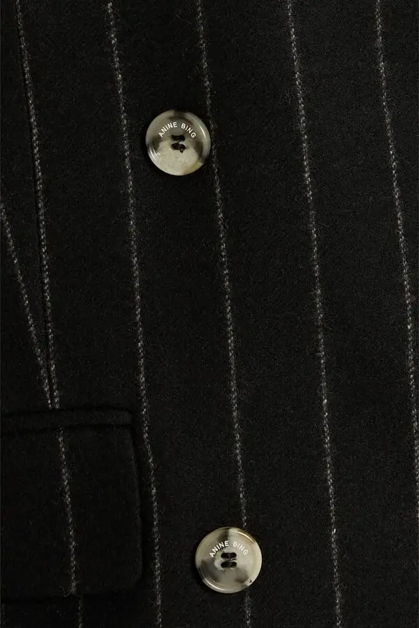 ANINE BING Maron Doublebreasted Pinstriped Woolblend Blazer