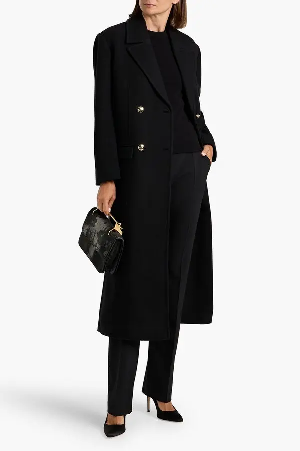 ANINE BING Raleigh Double-breasted Herringbone Wool-blend Twill Coat