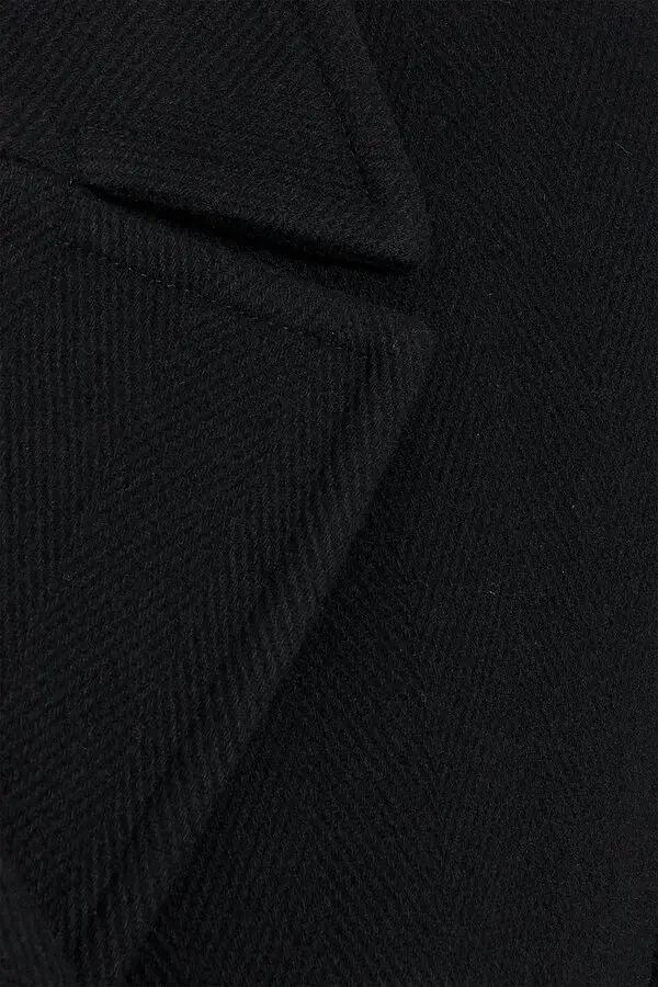 ANINE BING Raleigh Double-breasted Herringbone Wool-blend Twill Coat