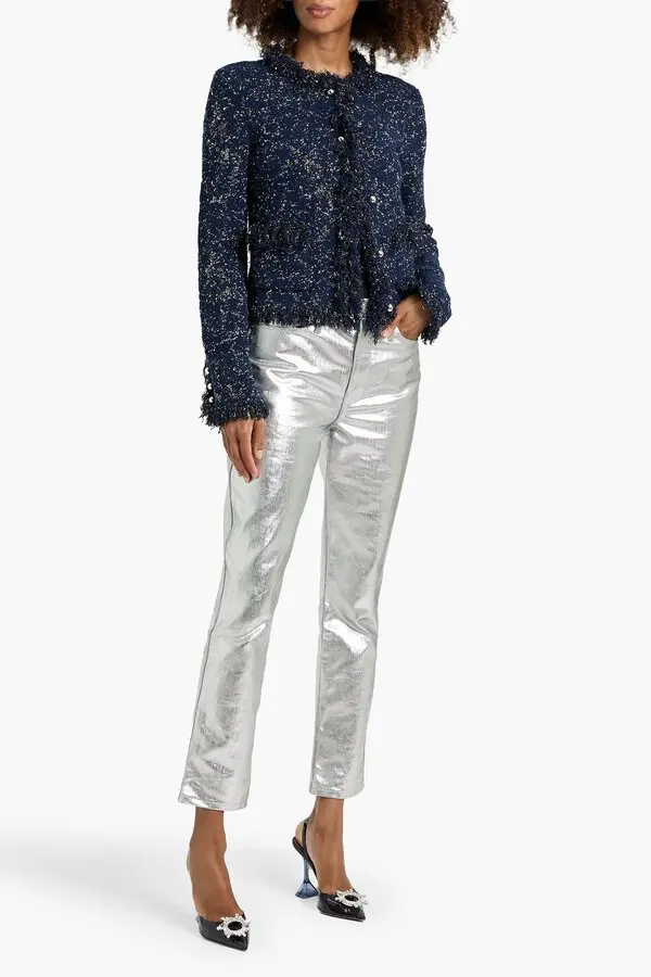 Rabanne Fringed Metallic Boucléknit Jacket
