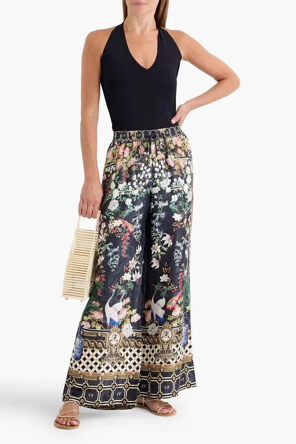 Camilla Printed Satin Wideleg Pants