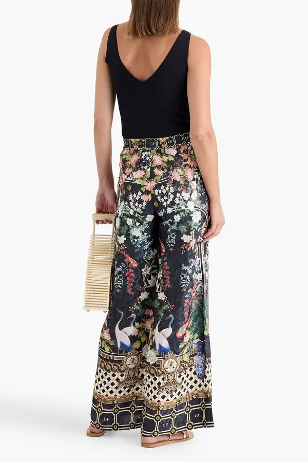 Camilla Printed Satin Wideleg Pants