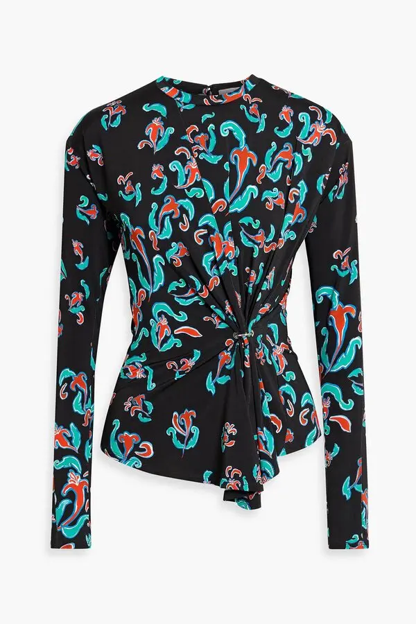 Rabanne Printed Stretchjersey Top - Black